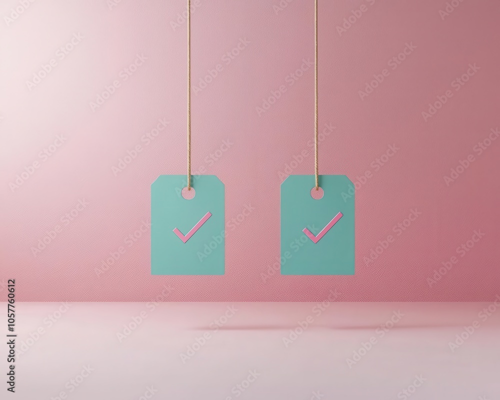Cost vs quality, hands holding price tag and checkmark, 3D illustration ...