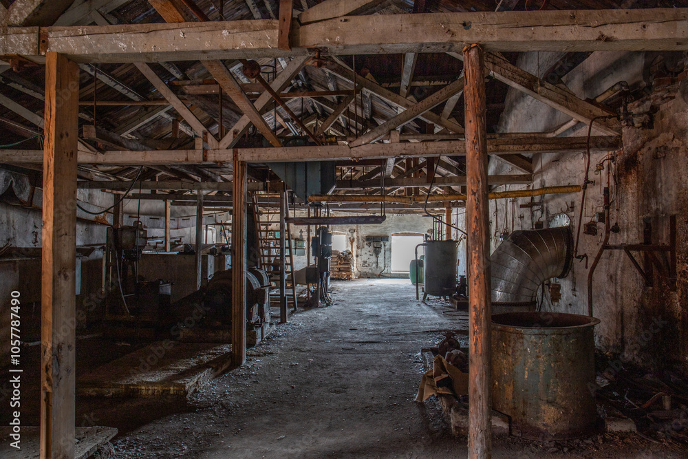 Old abandoned paper factory. Historical and typical factory building as ...