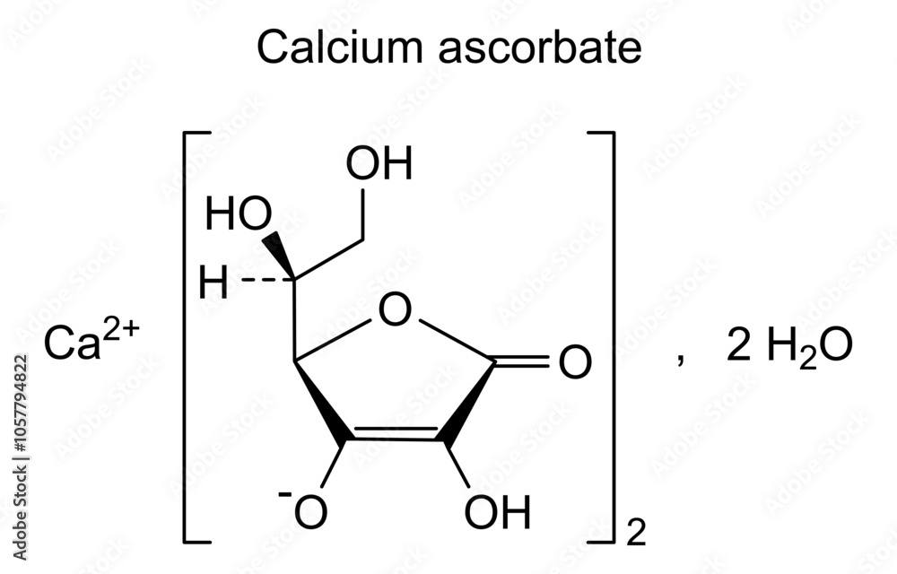 Poster Chemical structure of calcium ascorbate, drug substance – Wall ...