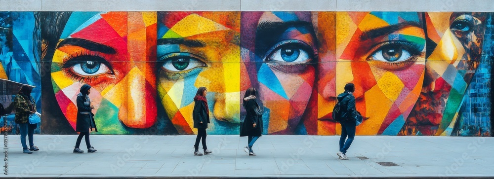 community diversity art, colorful street mural celebrates diversity and ...