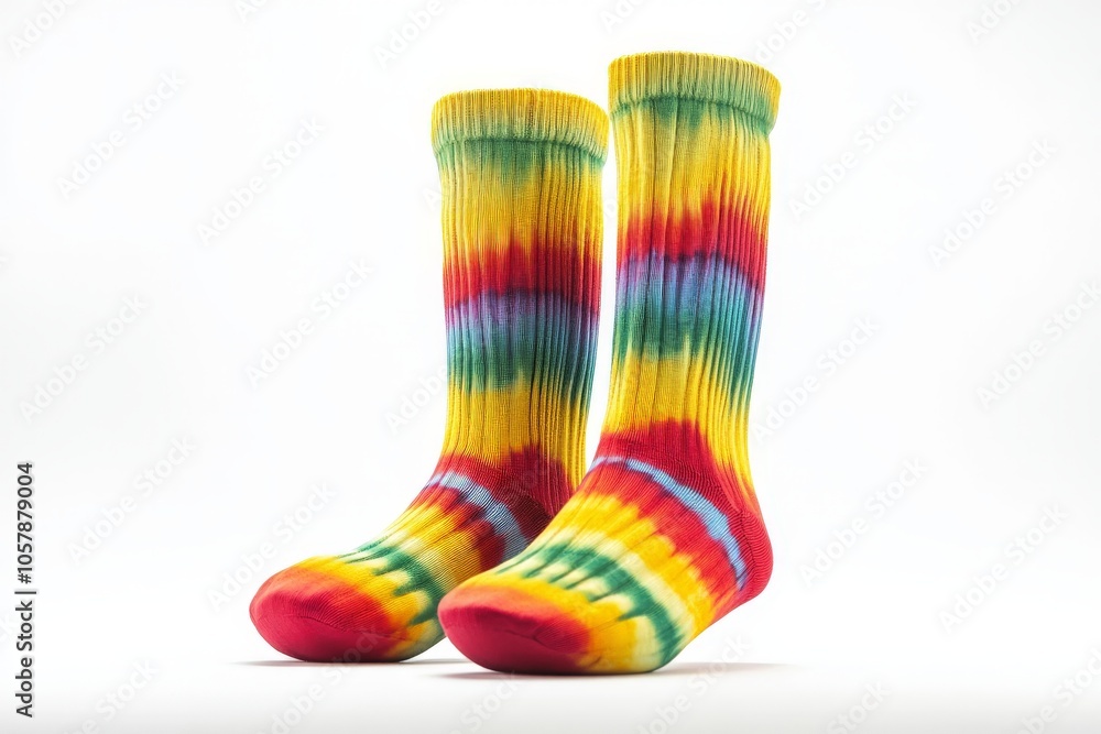Rainbow Tie Dye Socks: A vibrant pair of tie-dye socks in rainbow ...