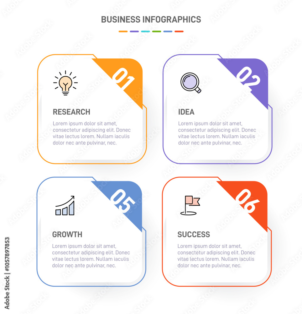 4 clean infographic design shaped elements template, symbolizing the ...