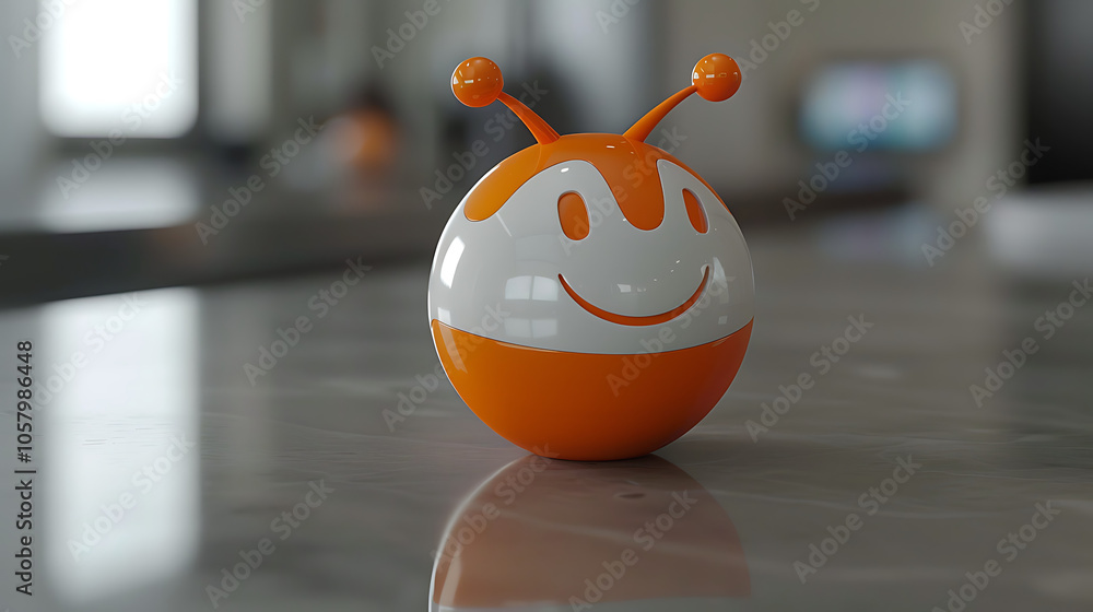 a 3D representation of the Reddit logo, which consists of an orange ...