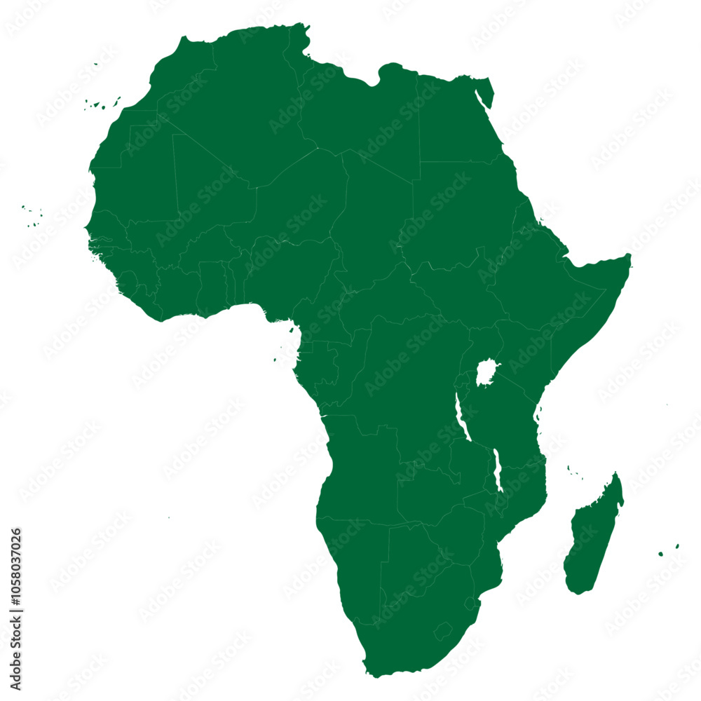 Vector map of the Africa continent including the borders of all African ...
