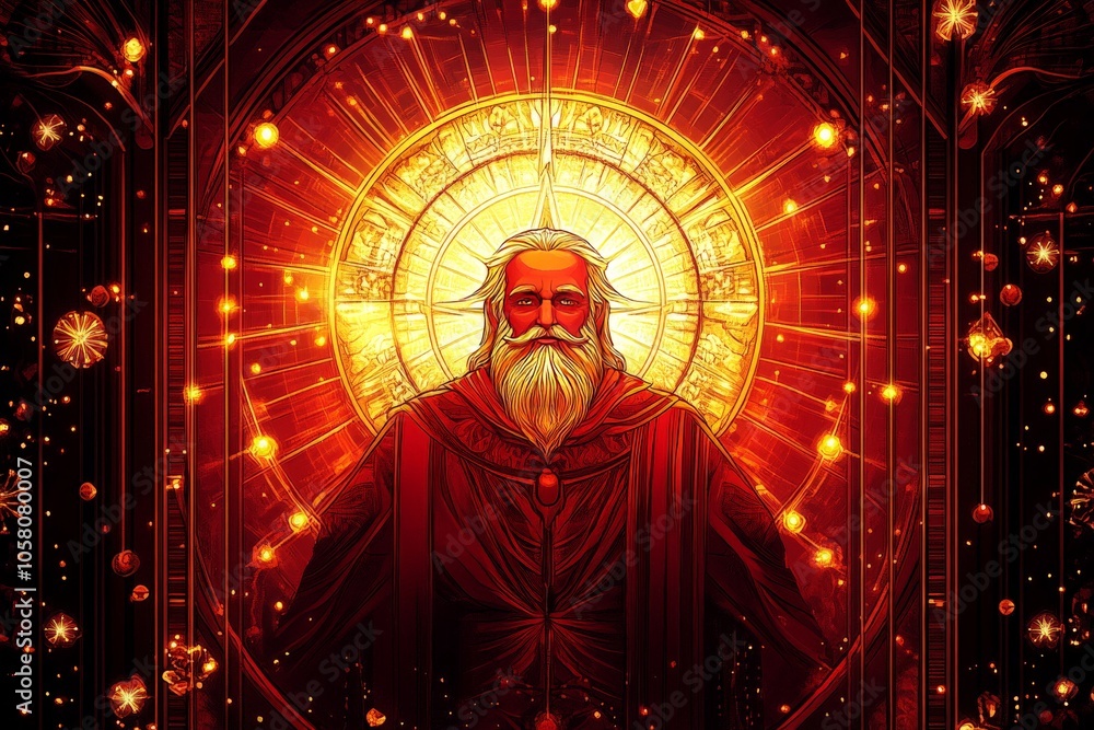 Photo & Art Print Sacred illustration of a saintly man with a radiant ...
