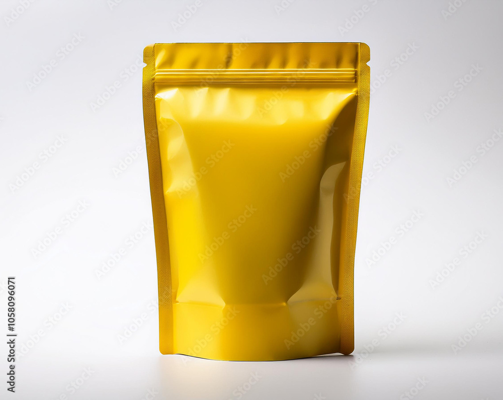 Golden color pouch packaging mockup Isolated, Flexible stand-up pouch ...