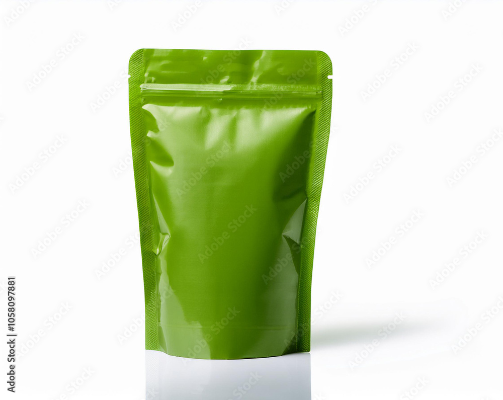 green pouch packaging mockup, Isolated, Flexible stand-up pouch ...