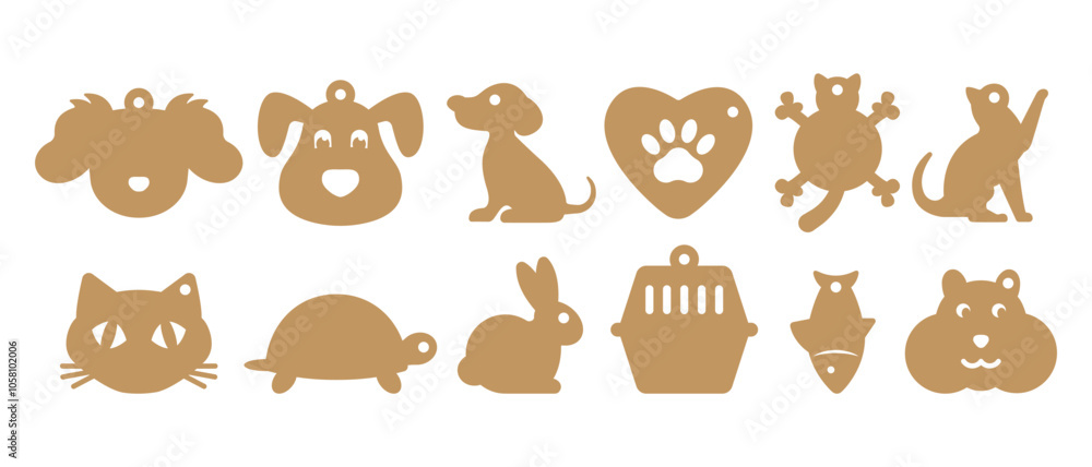 Set of cute gift tags shapes with pet animals designs. Vector templates ...