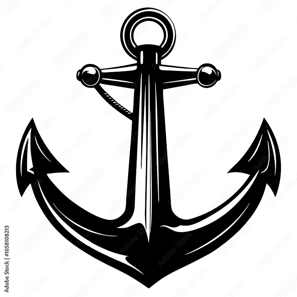 Nautical Anchor Icon: A classic, detailed illustration of a ship's ...