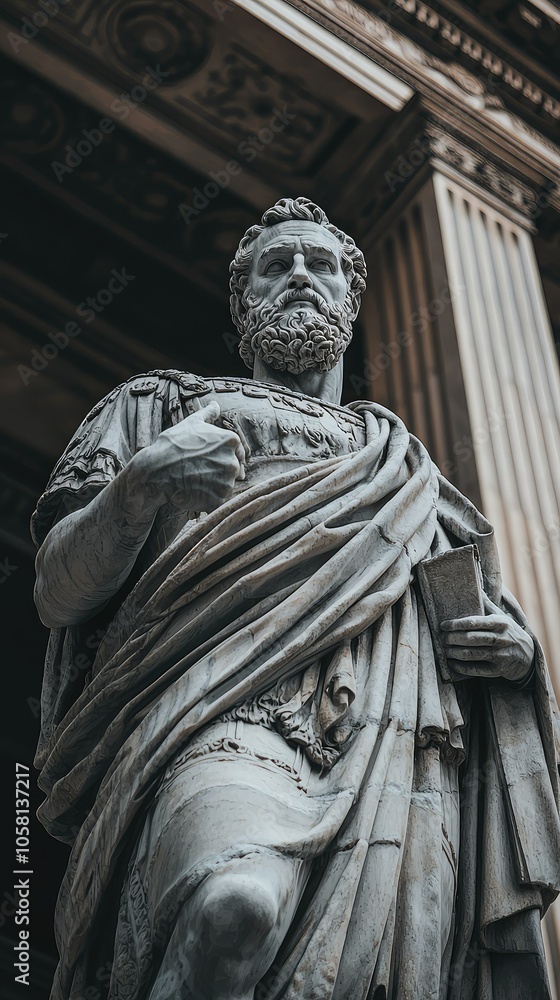 Engaging Representation of a Roman Statue in Detail Stock Illustration ...