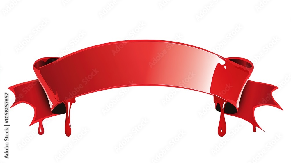 Shiny vector red ribbon banner with dramatic dripping parts resembling ...