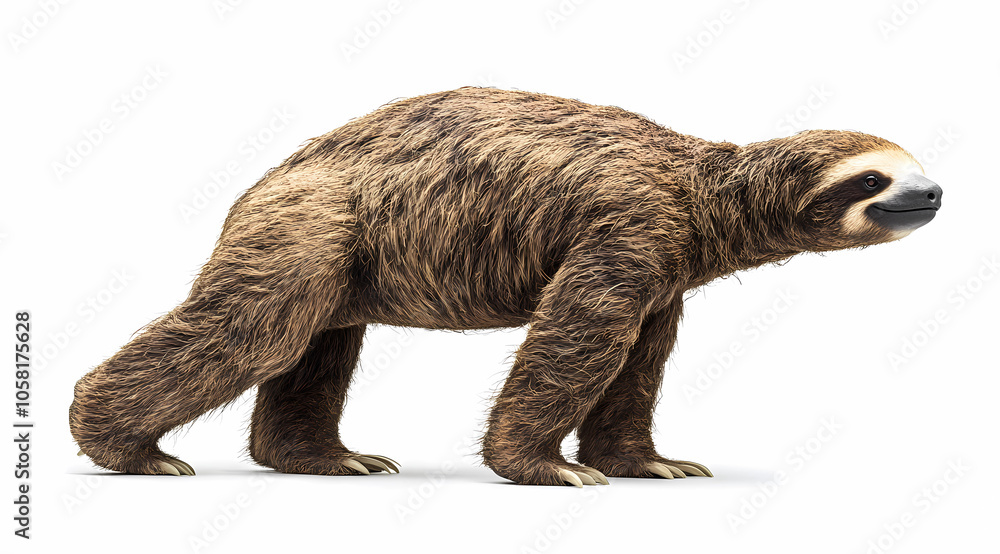 Lifelike Giant Ground Sloth Illustrated on White Background: Rediscover ...