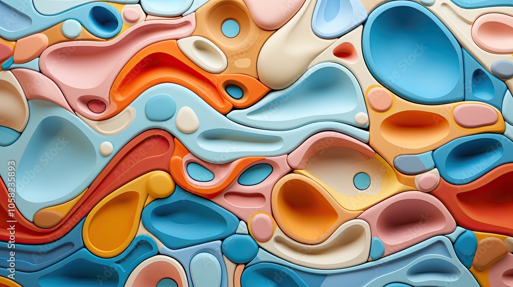 Abstract mosaic pattern with various shapes and sizes, creating a ...