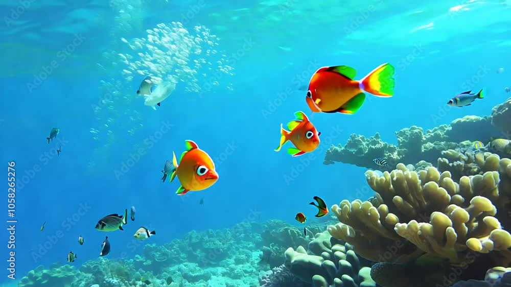 fish colorful beautiful reefs sea life animated videos coral cartoon ...