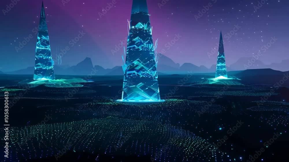 4k virtual background animation video glowing concept overlay landscape ...