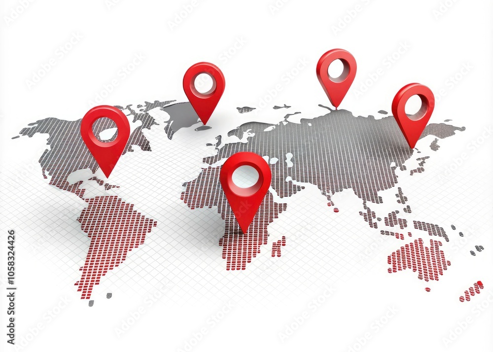 Red Geo Location Markers on White Background for Maps and Navigation ...