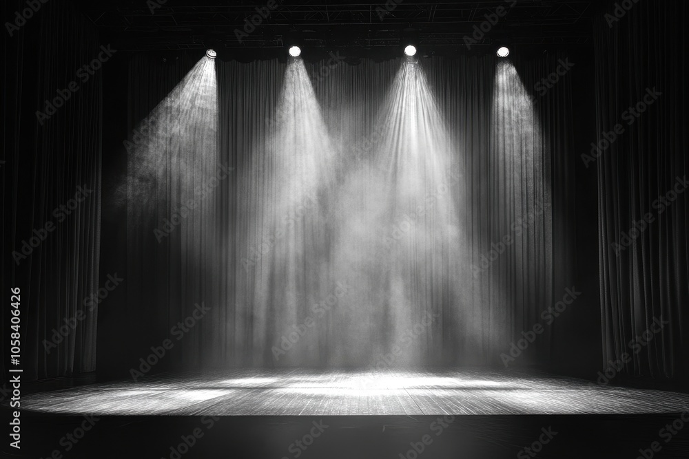 This artistic stage set highlights monochromatic colors and focused ...