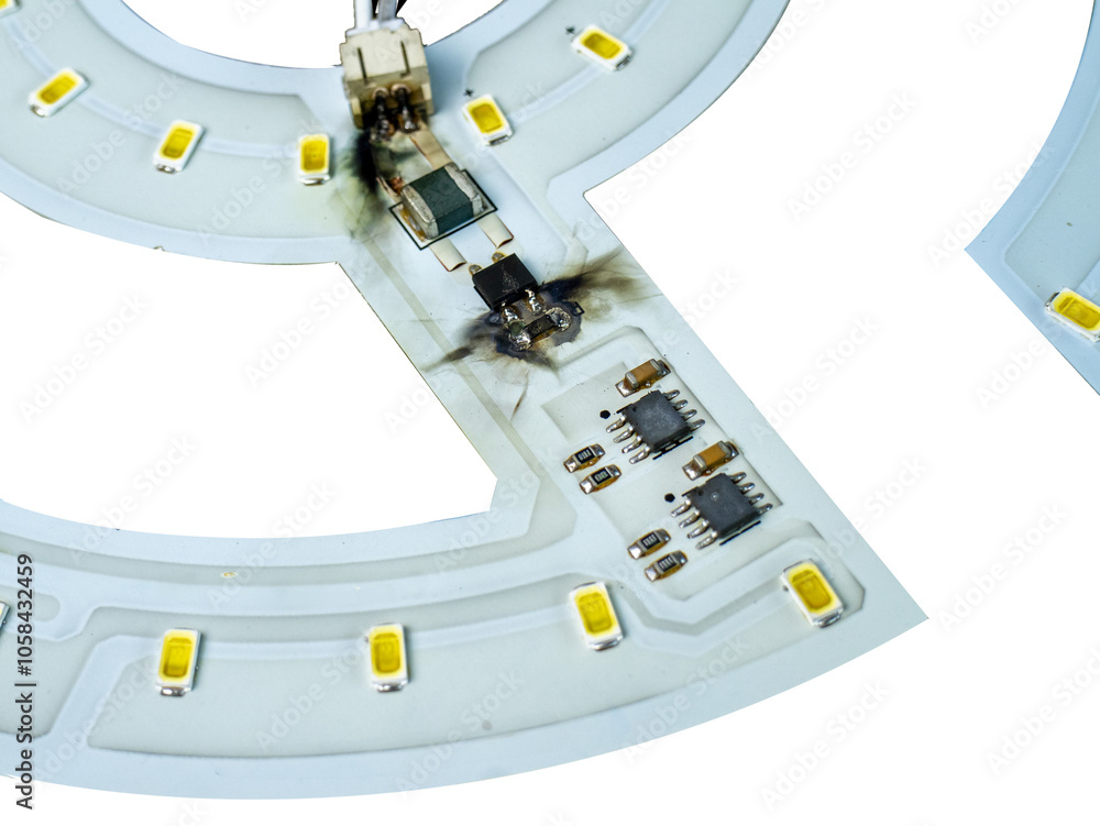 Damage of short electrical circuit board of LED Ceiling light in a ...