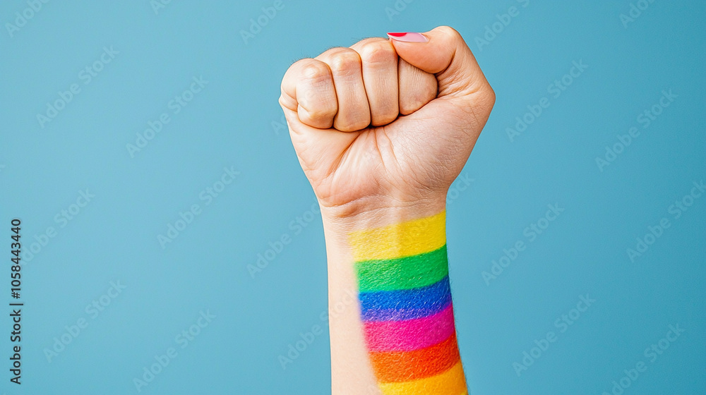 raised rainbow fist, PRIDE month, LGBTQIA+ movement, pride day ...