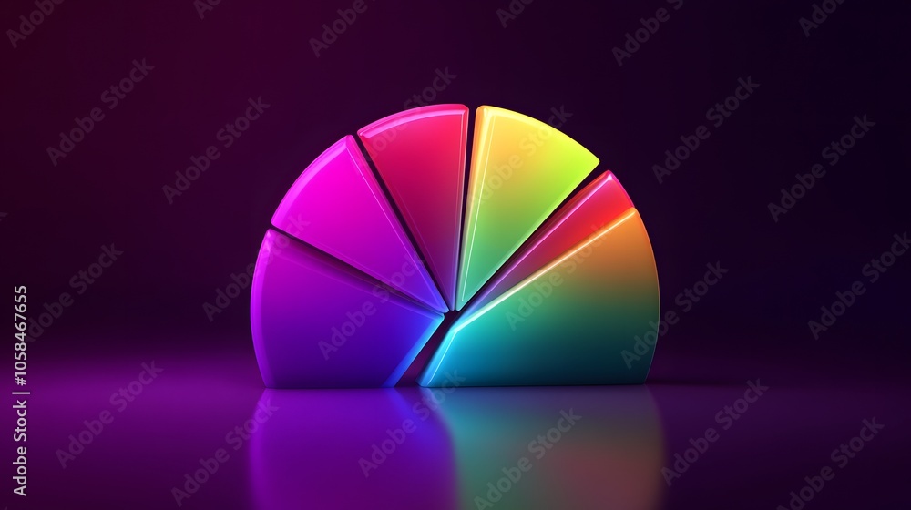 3D vector pie chart infographic template, semicircle form, divided into ...