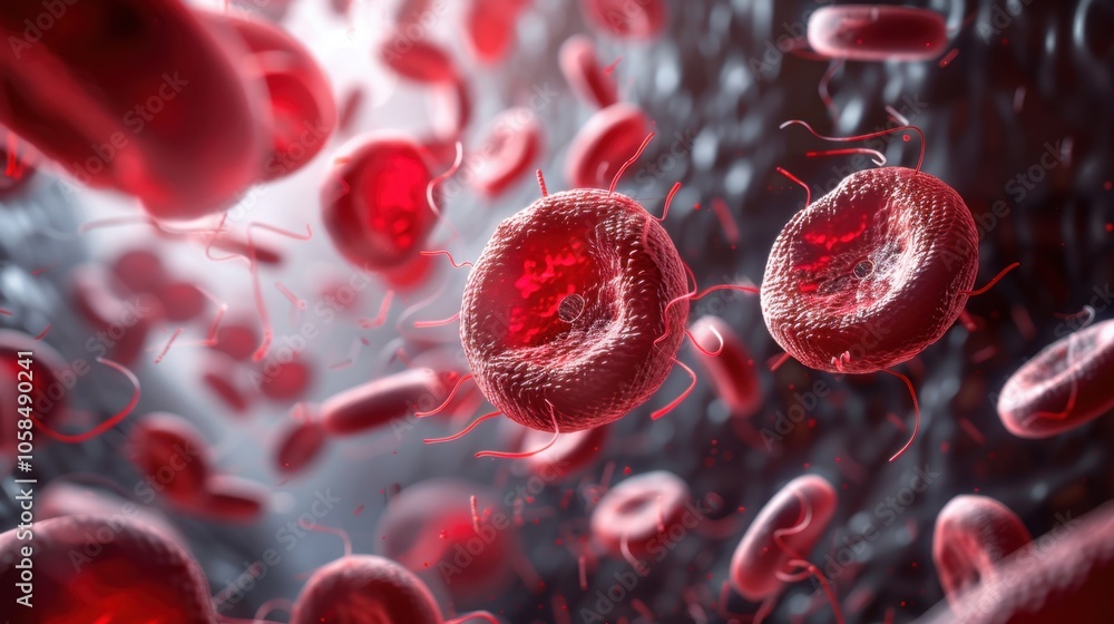 Malaria: A parasitic infection spread by mosquito bites, affecting red ...