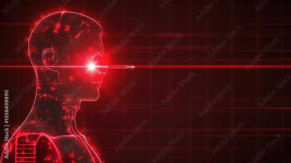 Futuristic human figure with a laser beam emanating from its eye ...