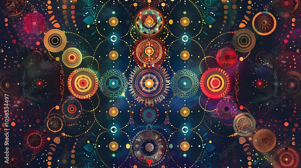 A spiritual mantra art illustration featuring the seven chakras aligned ...