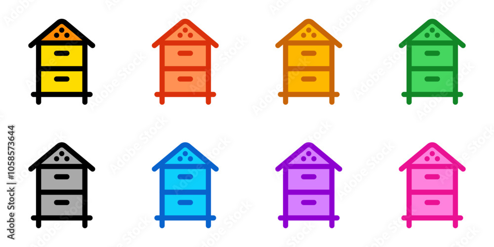 Editable bee box vector icon. Bee farming, apiary, behives. Part of a ...
