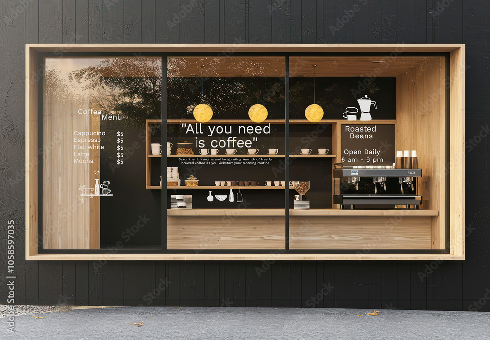 Shopfront Cafe Glass Window Mockup With Generative AI Stock Template ...