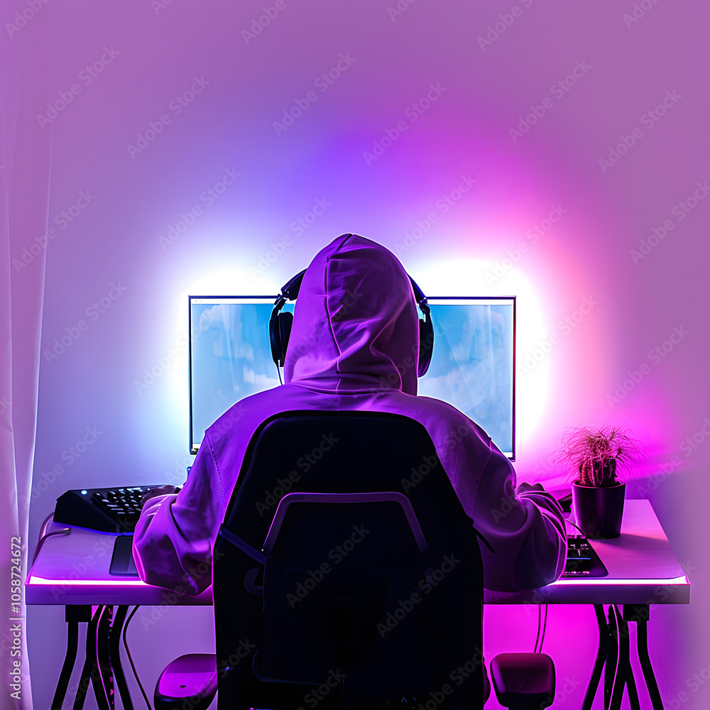 immersive gaming setup featuring a gamer playing on a gaming pc with a ...