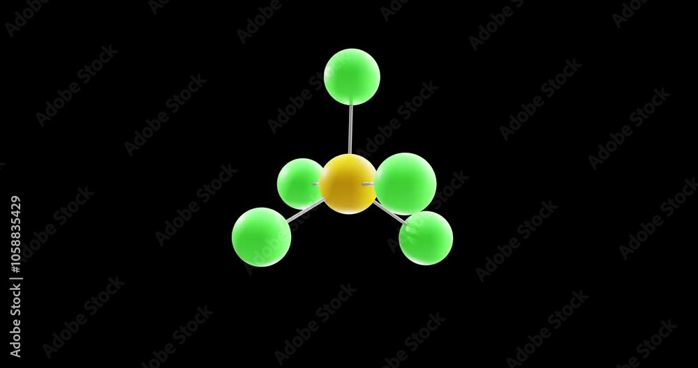 Phosphorus pentachloride molecule, rotating 3D model of chlorinating ...