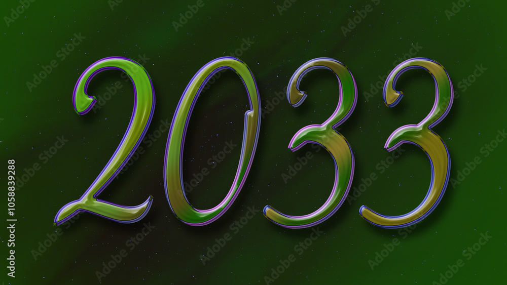 3D green with blue border design of number 2033 on green background ...