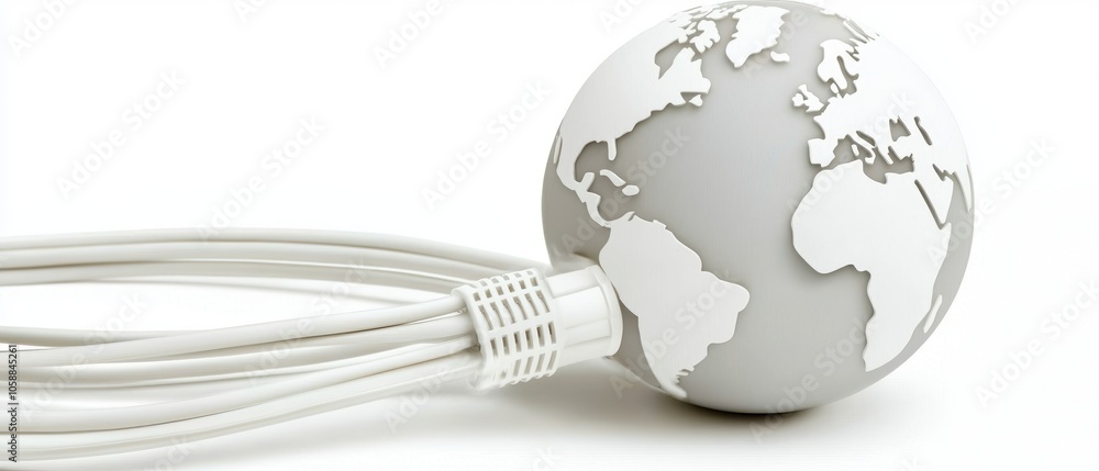 Digital globe surrounded by high-speed data lines, representing global ...