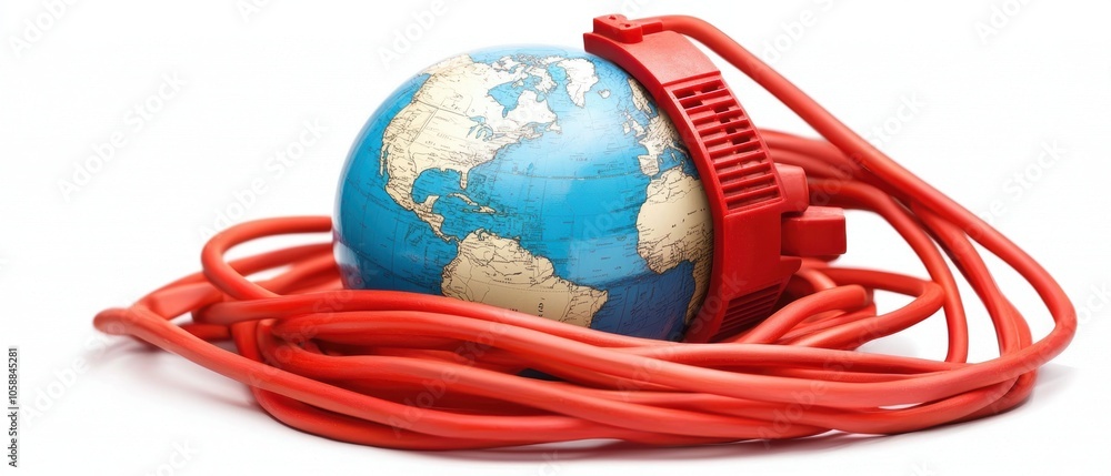 Digital globe surrounded by high-speed data lines, representing global ...