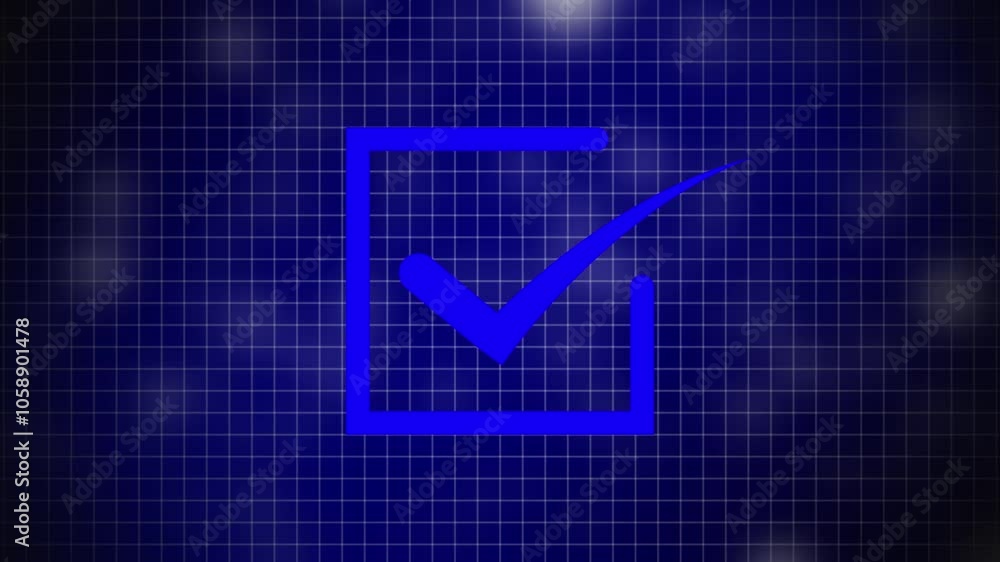 blue background blue checkmark animation and double check icon. Tick ...