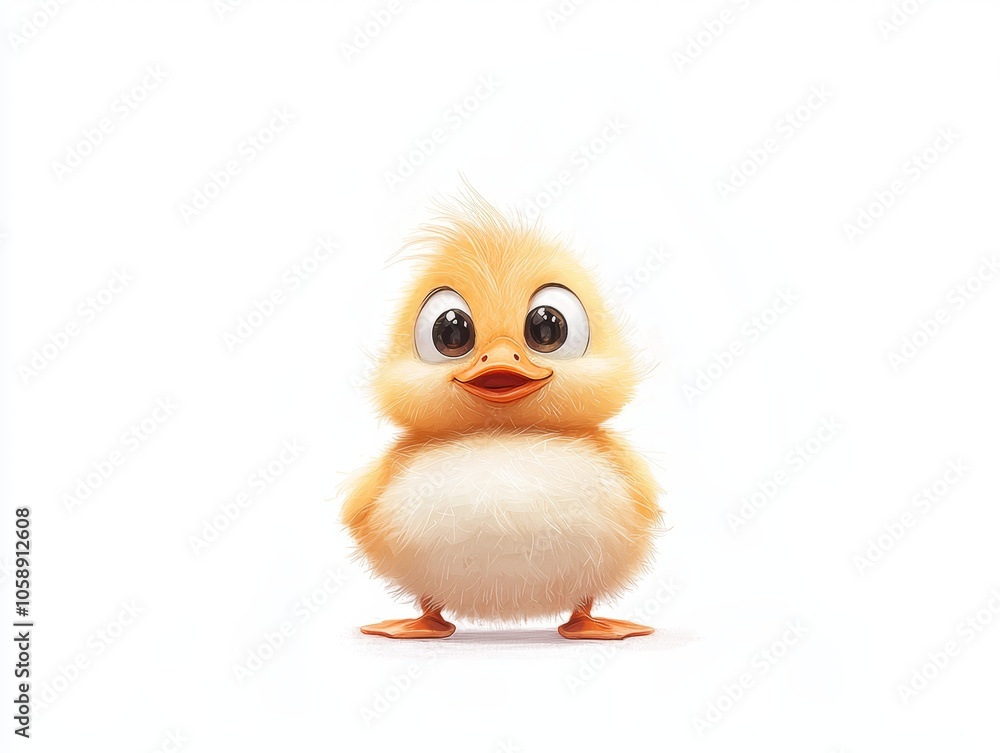 Cute and Fluffy Cartoon Duck Character with Rounded Plump Body and ...