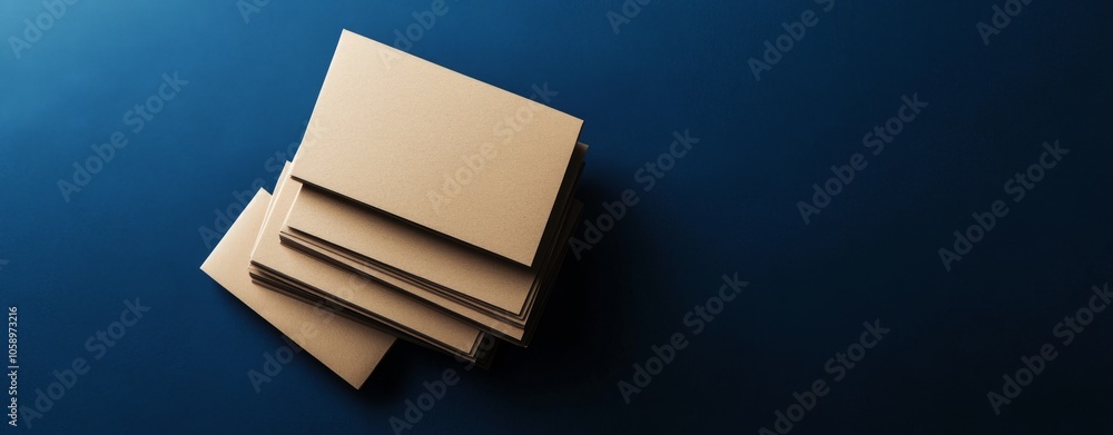 Stack of Cardboard Business Card Mock Up on Dark Blue Navy Background ...