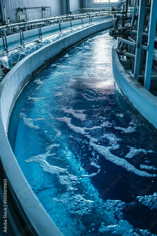 Innovative water recycling system in manufacturing plant, showcasing ...