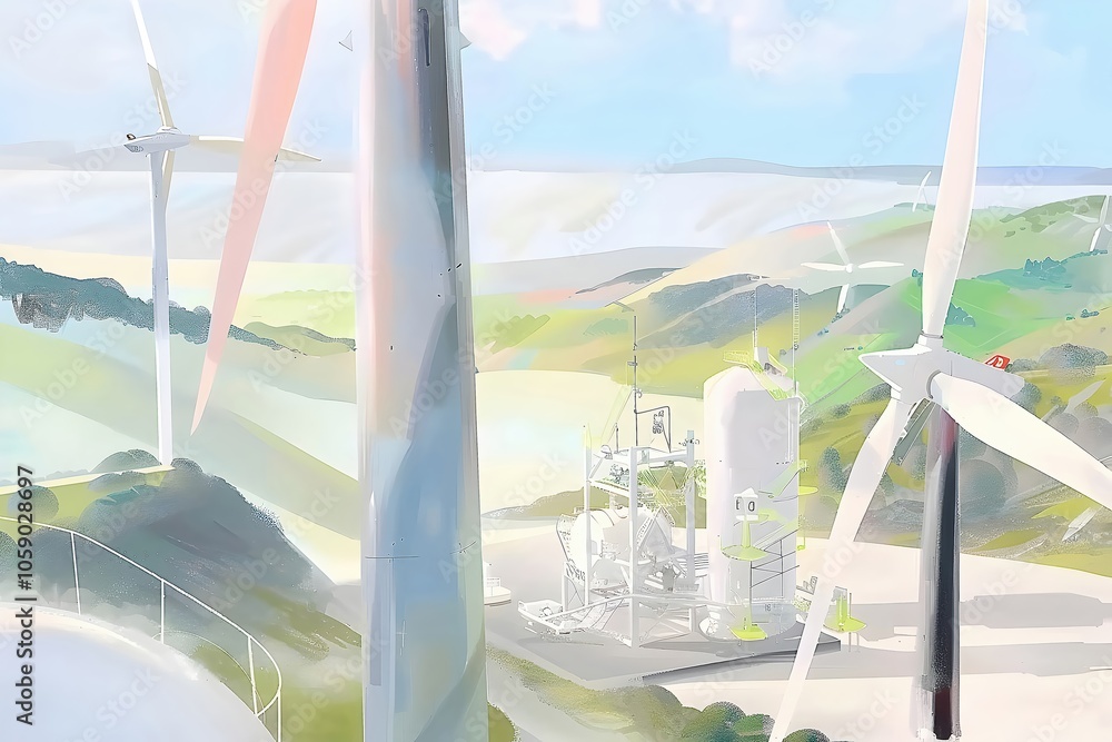 Exploded Isometric Wind Farm Power Station A Precise Engineering ...