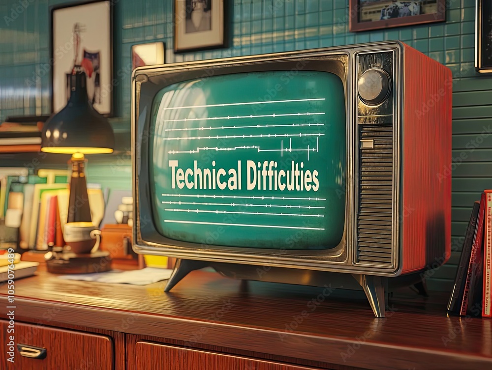 A vintage television screen displaying a "Technical Difficulties ...
