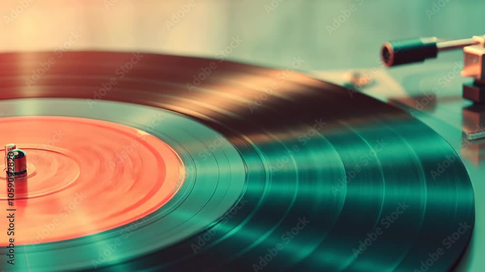 Vintage Vinyl Record Close-up with Retro Filter and Spinning Motion ...