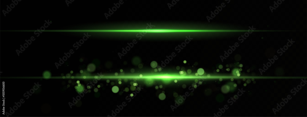 Green line light effect. Golden glowing neon lines. The green glow of ...