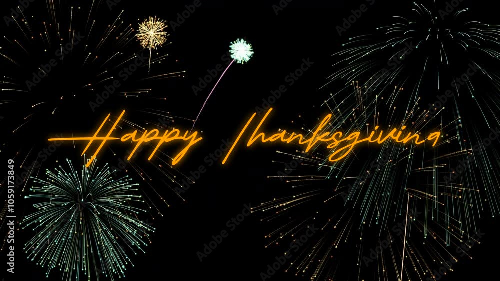 Happy Thanksgiving Lettering Text animation with firework background ...