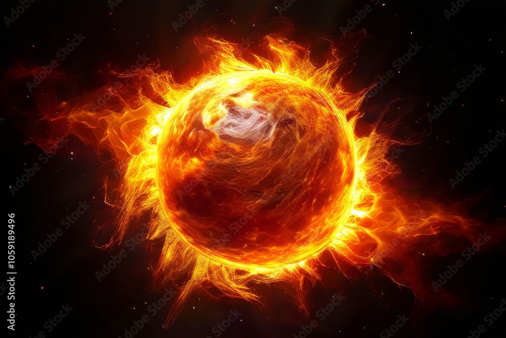 sun splattera splatter that creates a miniature sun with intense Stock ...