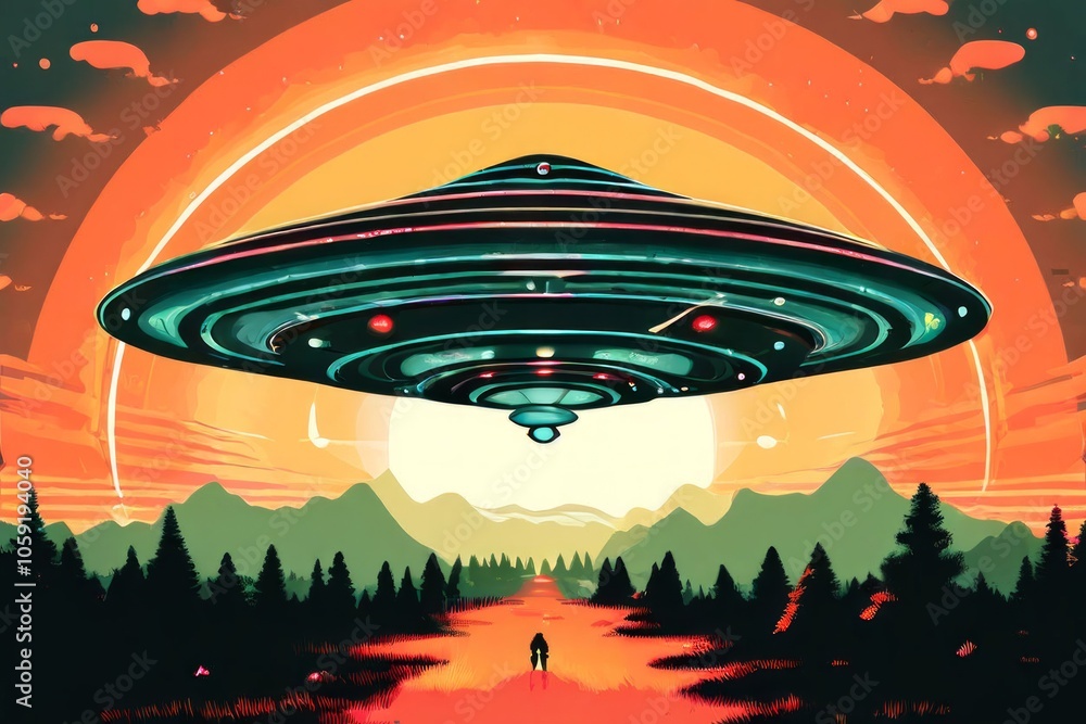 ufo a ufo scene with futuristic shapes colors and patterns Stock Photo ...