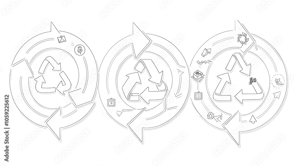 Three arrows circular rotation. Circulation and recycling concept ...