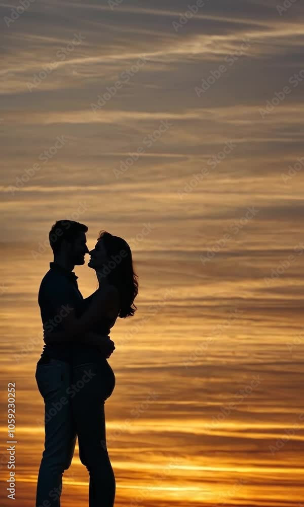 silhouettes loving sunset sun kissing romance silhouette couple love ...