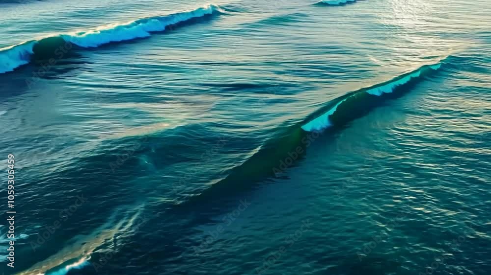 looped background over fly waves 4k ocean surface seamless water sea ...