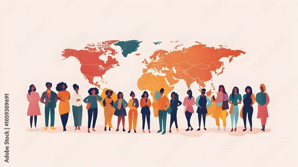 World population density map,with vector characters located in the most ...