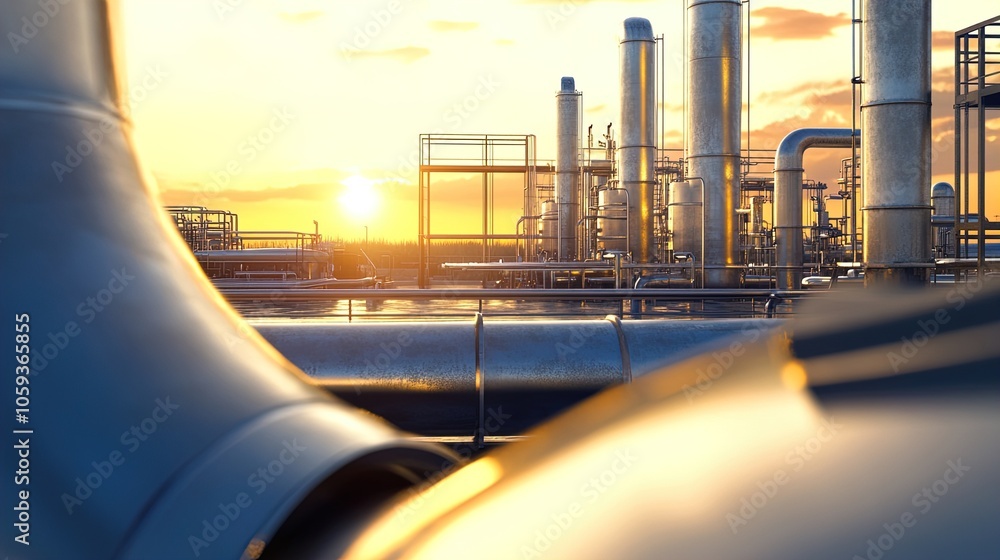 Stunning Coastal Refinery Sunset: Perfect Wall Art for Industrial-Style ...